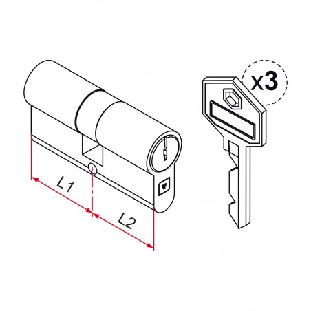 Cylindre de serrure double pour porte de service