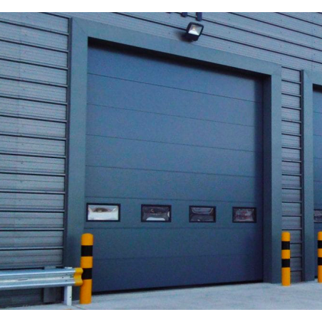 Porte sectionnelle industrielle avec hublots - RAL 9016 - L 4000 mm x H ...