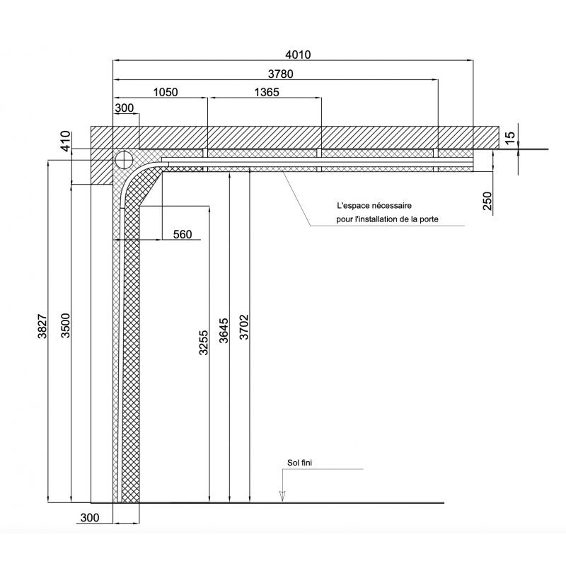 Porte industrielle double vitrage - L 3.5 m x H 3.5 m.